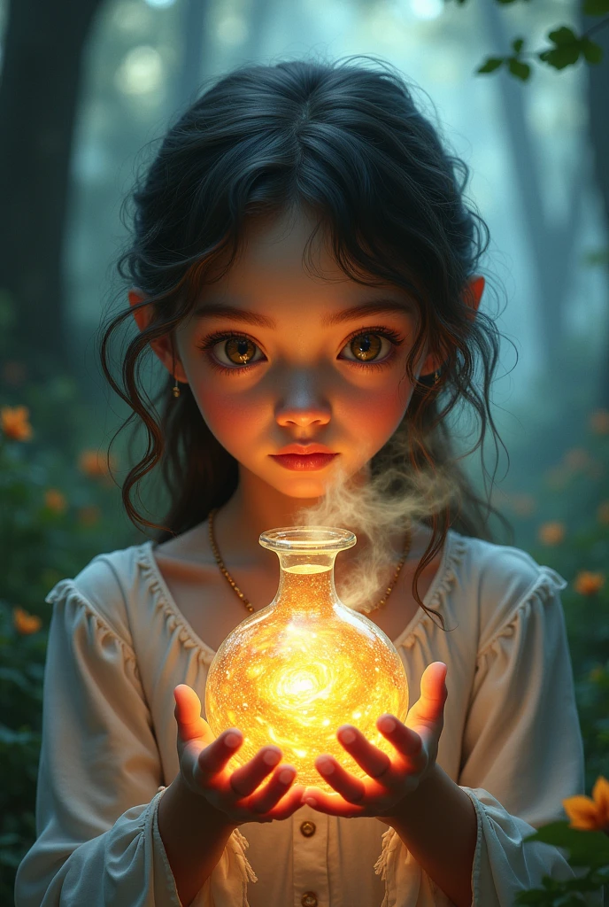 Girl she saw a potion and drink the potion - SeaArt AI