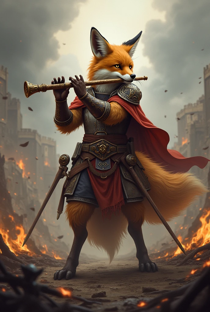 Battle bard fox with flut - SeaArt AI