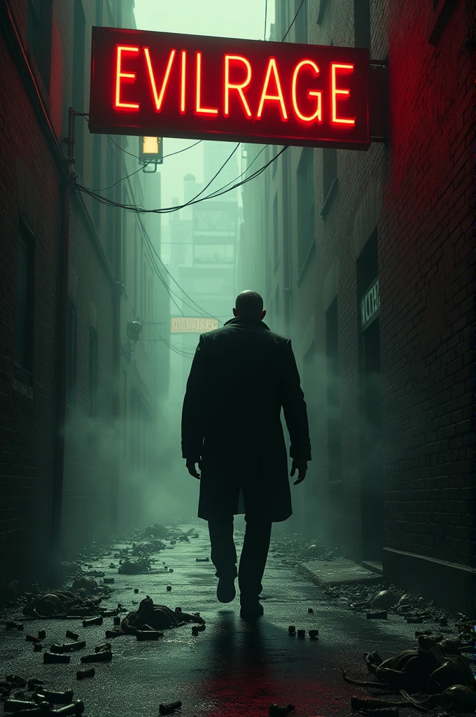 A mobster walks down a Smoky alley with his head down. Shell casings ...