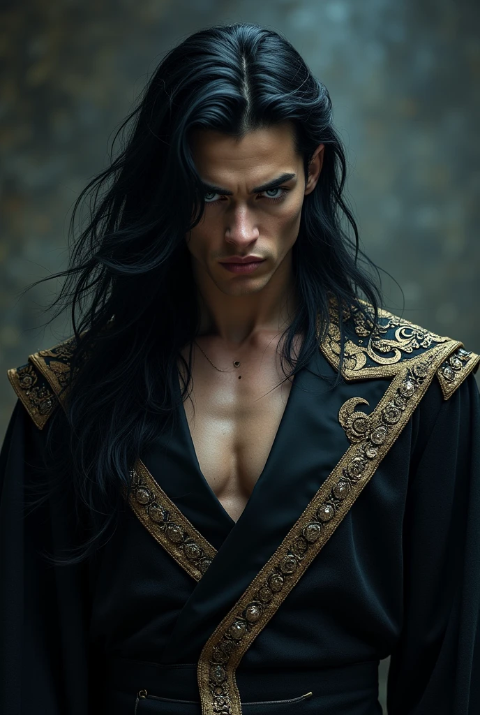 High resolution, Black Hair,Long Hair,Nape,Big pectoral muscles - SeaArt AI