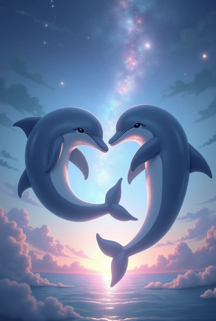 Two tender dolphins creating an infinity, the celestial infinity sign ...
