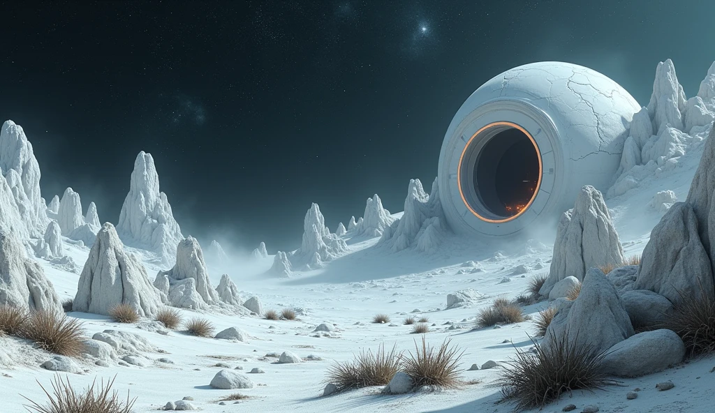 Cinematic shot of an eerie, otherworldly alien landscape, where ...
