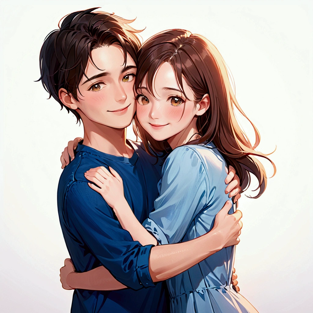 A happy romantic young couple hug - SeaArt AI