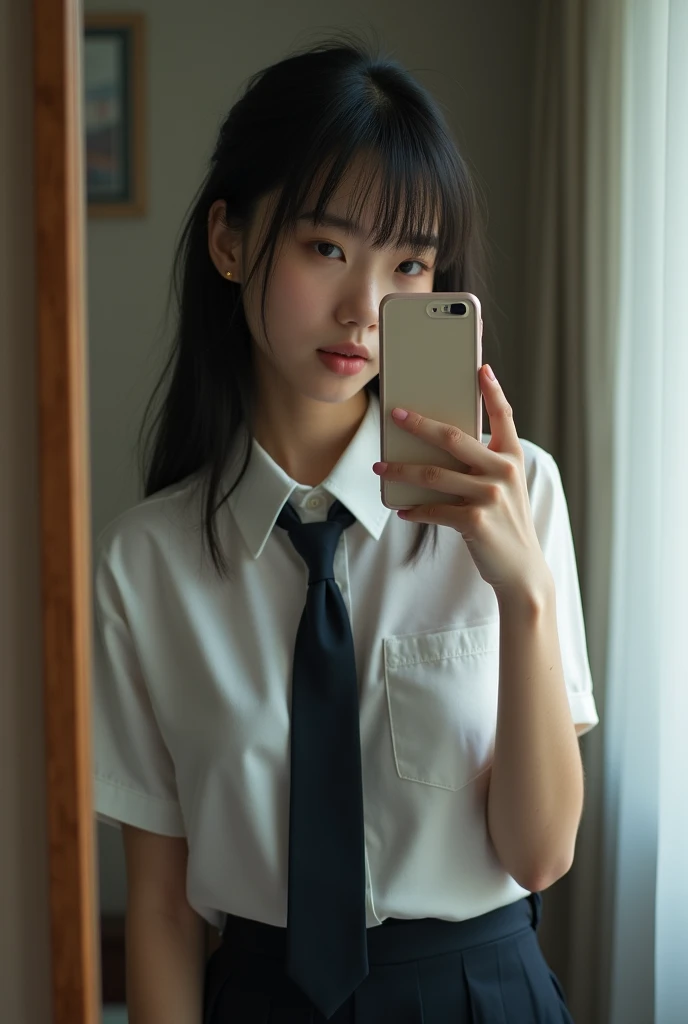 White girl mirror selfie without the whole face school girl real ...