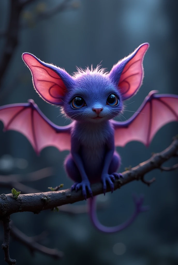 A small, dark purple bat. - SeaArt AI