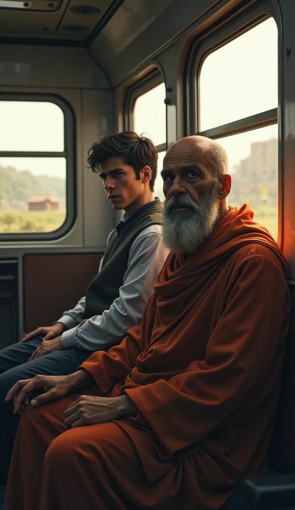 Ek train mein baitha hua ladka Jo pareshan dikh raha hai uske sath ek ...