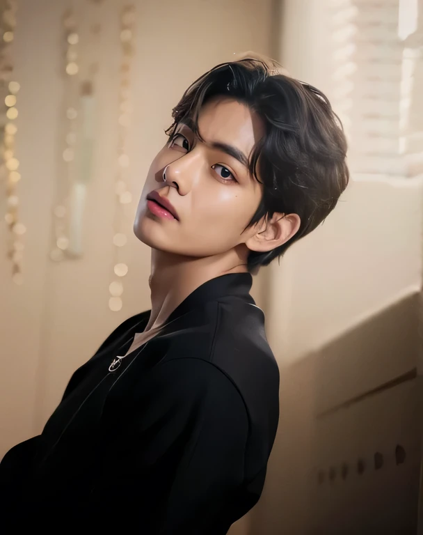 A man with a black shirt and a black shirt is posing for a picture ...