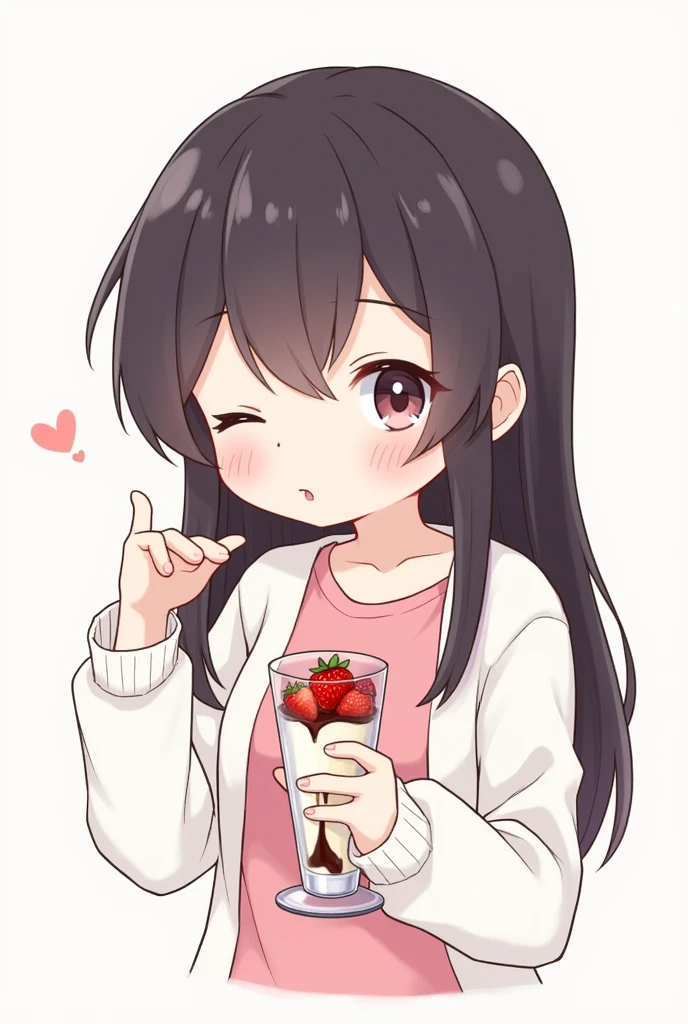 Create this idea in chibi or SD style Descriptions Pose: The girl is ...