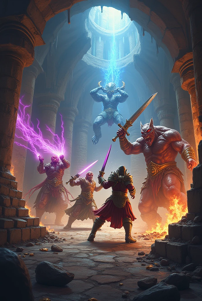 A group of adventurers exploring an abandoned dungeon and killing ...