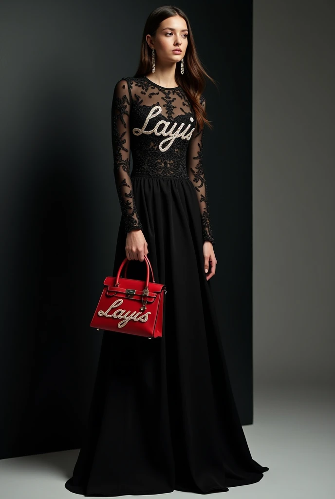 Editorial fashion campaign photoshoot Model wearing fully black dress ...