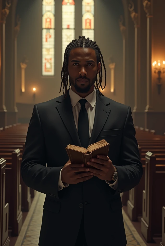 Urban gangster in church,braids,bible - SeaArt AI