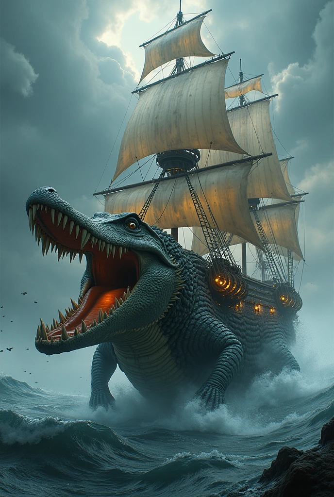Alligator mixed with ship - SeaArt AI