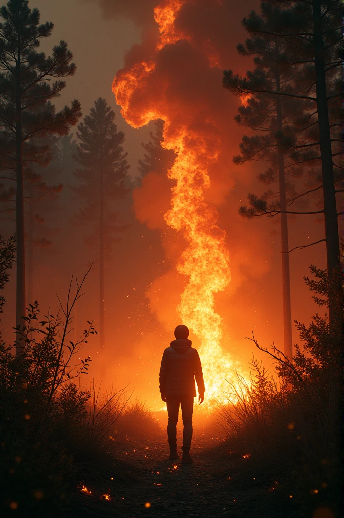 Spark from a bonfire falling into the forest and catching fire - SeaArt AI