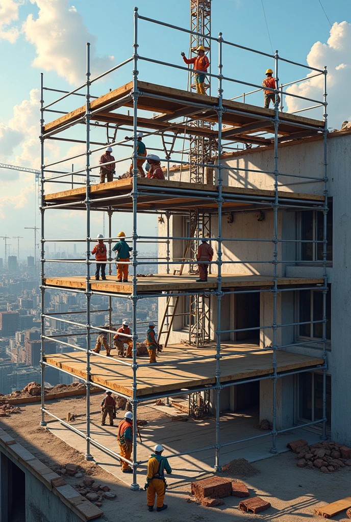 Work on building scaffolding - SeaArt AI