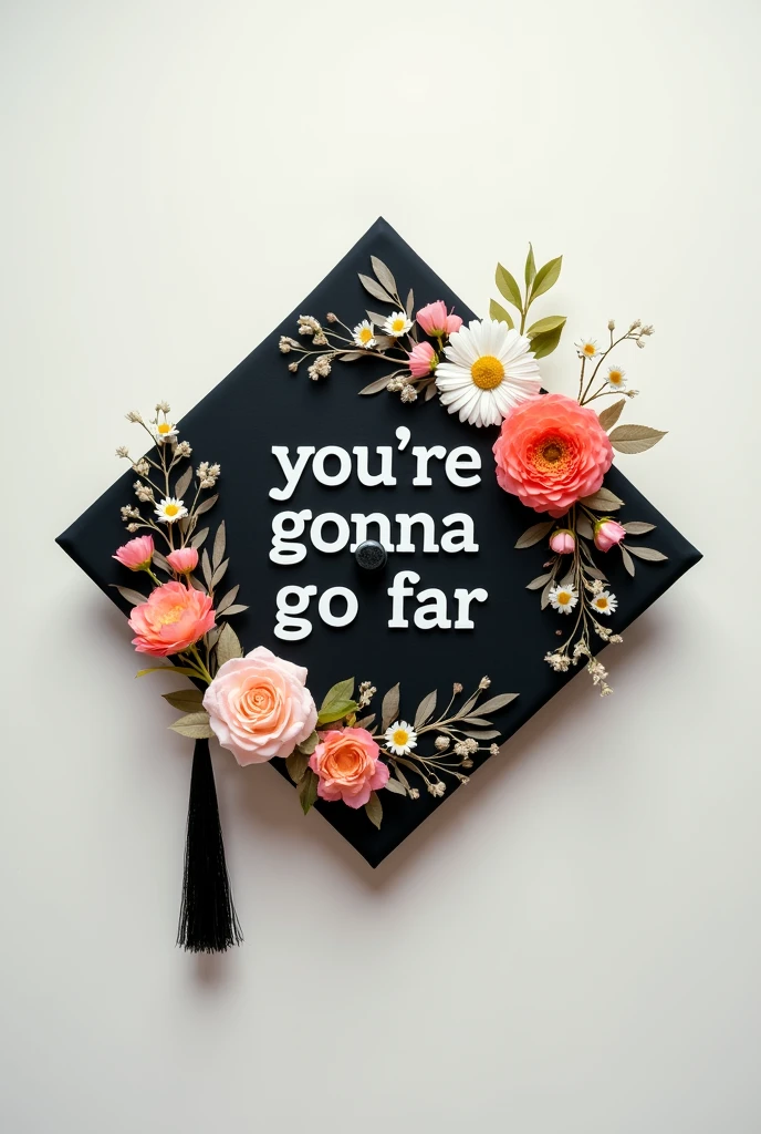 Graduation cap that says “you’re gonna go far” with flower decor ...