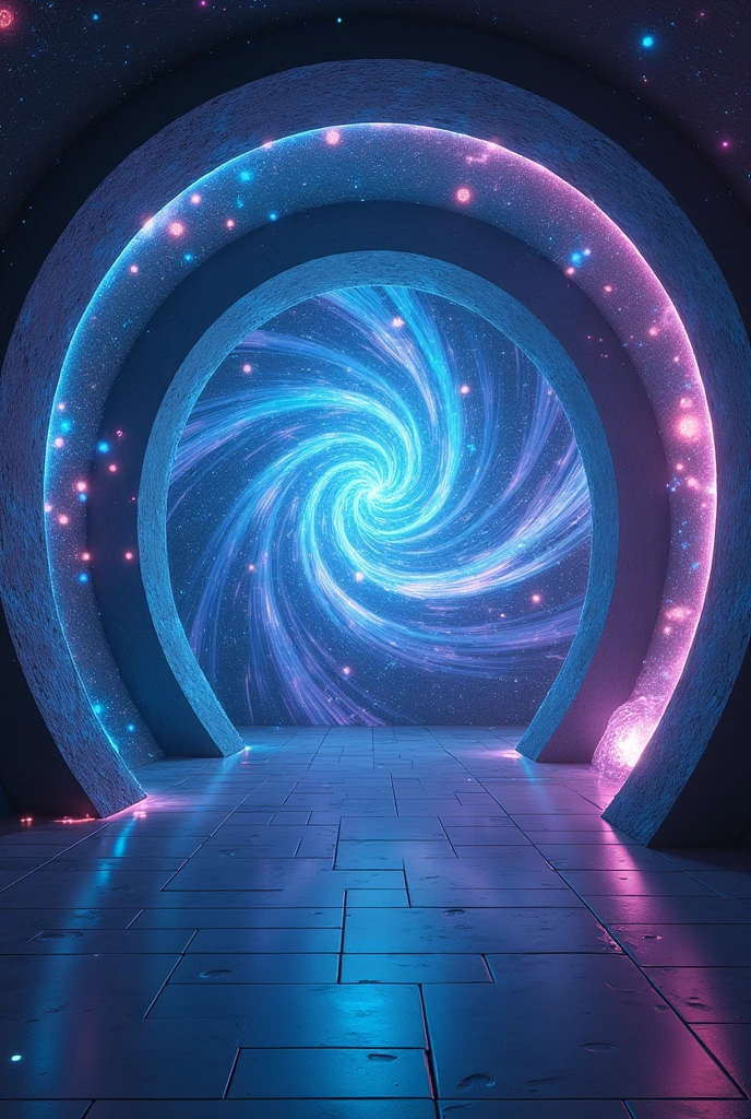 A room with a galaxy and flashing things in the background - SeaArt AI