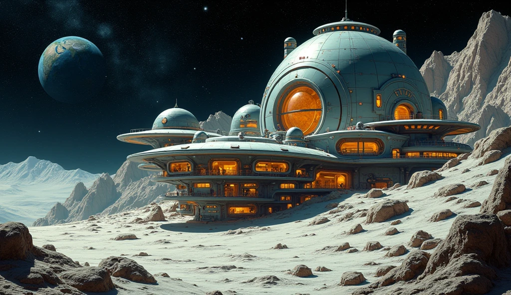Retro Sci-Fi Moon Base - SeaArt AI
