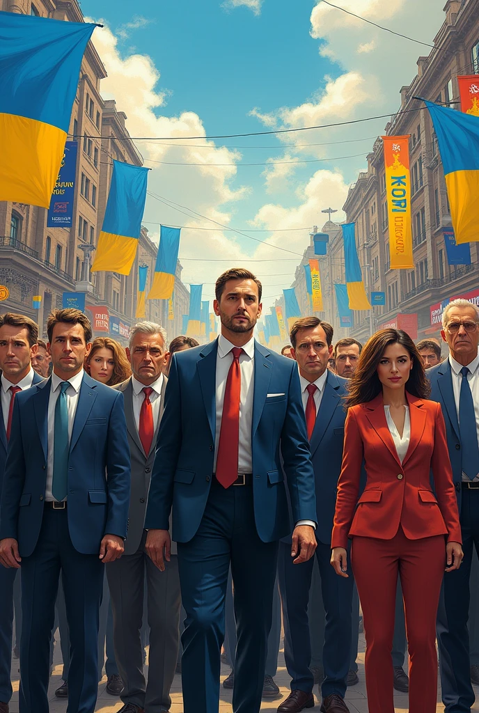 A picture of many different political parties in a Ukrainian campaign ...