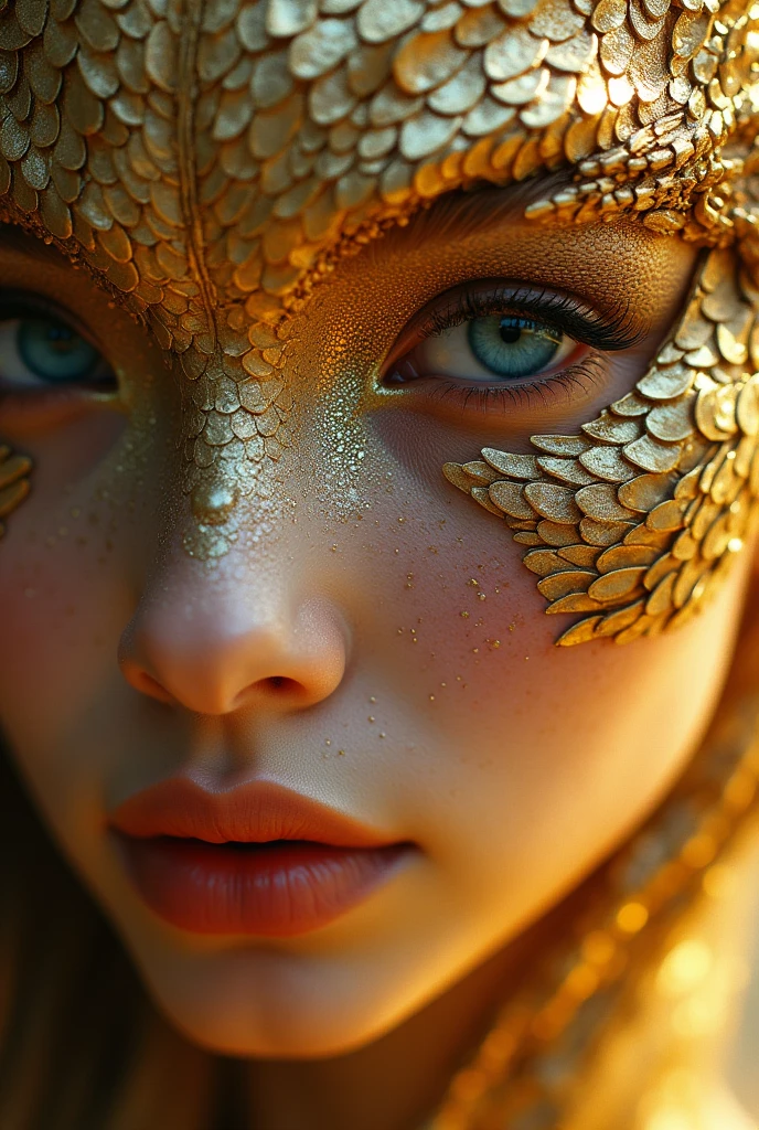 This image depicts a close-up of a Korean woman face with an ...