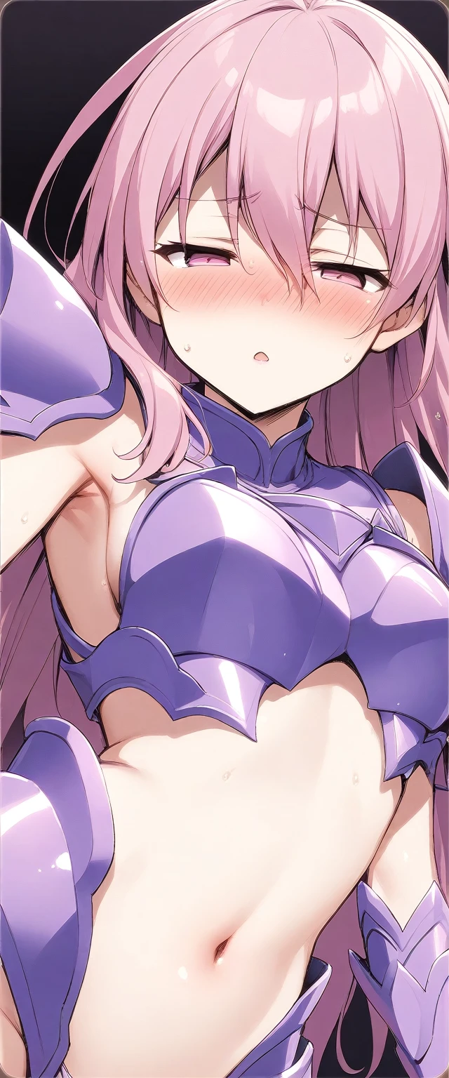 Pink Eyes、Pink Hair、Warrior wearing purple micro bikini armor Slanted Eyes Fi - SeaArt AI