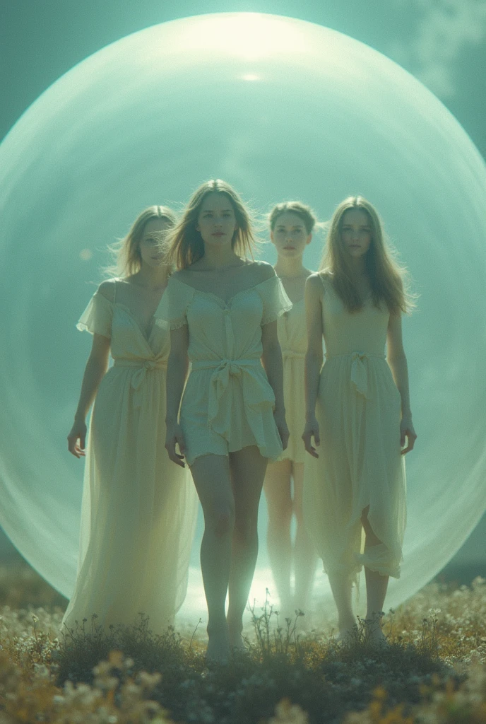 Mulheres presas dentro de uma grande bolha aprisionada - SeaArt AI