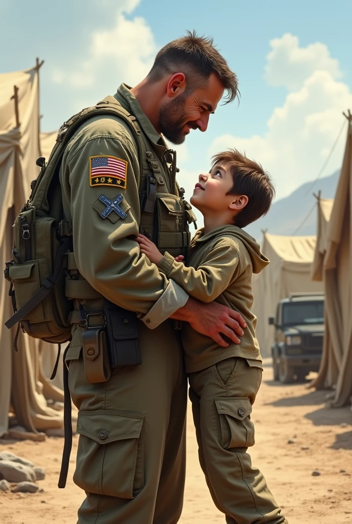 Army father with son - SeaArt AI