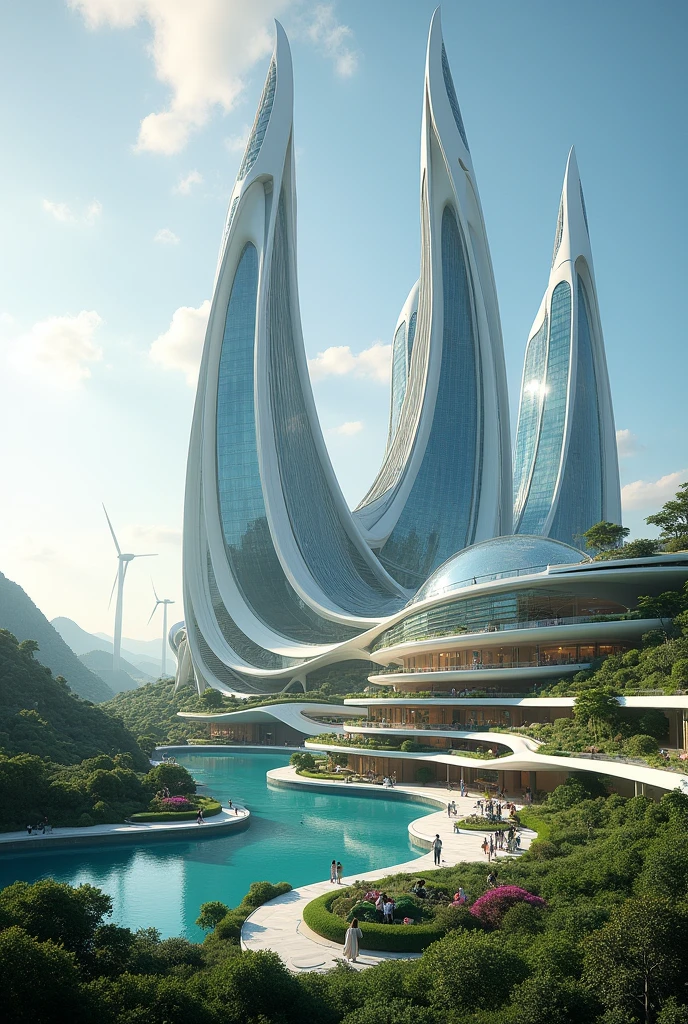 Fantasy Utopian business building - SeaArt AI
