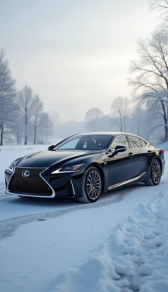 Lexus LS400 black car in winter - SeaArt AI