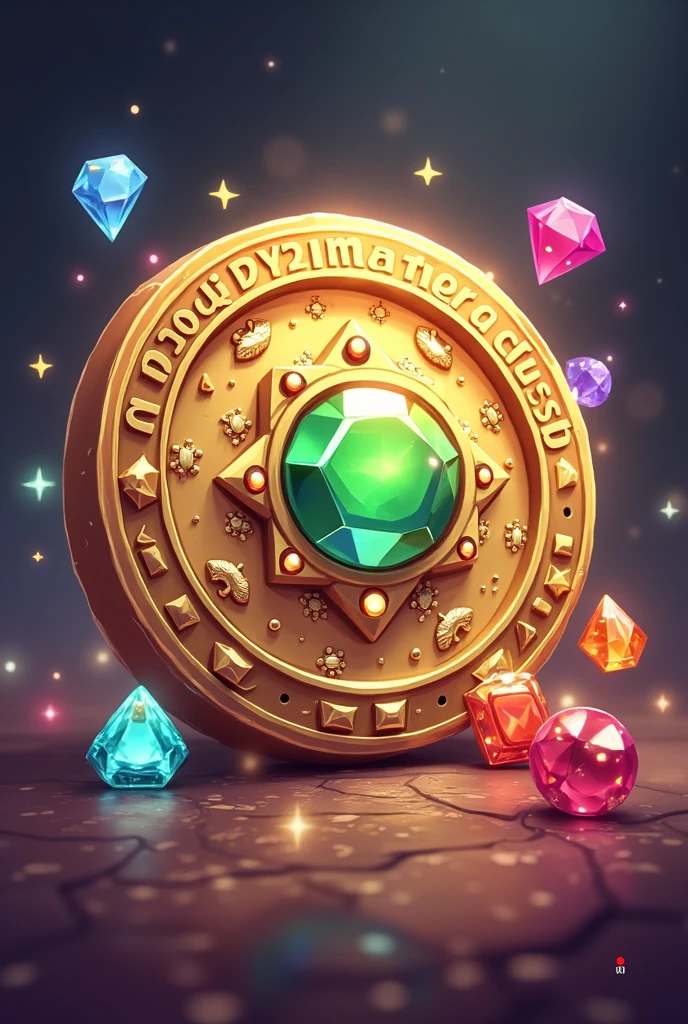 "Design an image of a shiny digital coin with a gemstone embedded in ...
