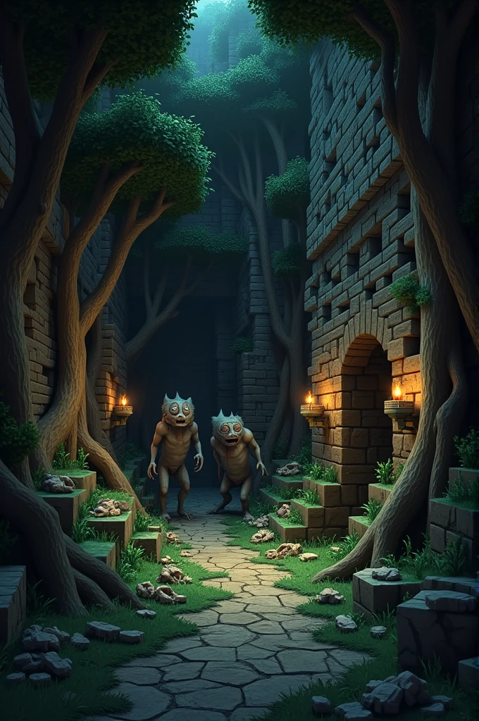 Create a Minecraft ghoul den in the same style as a fox den - SeaArt AI