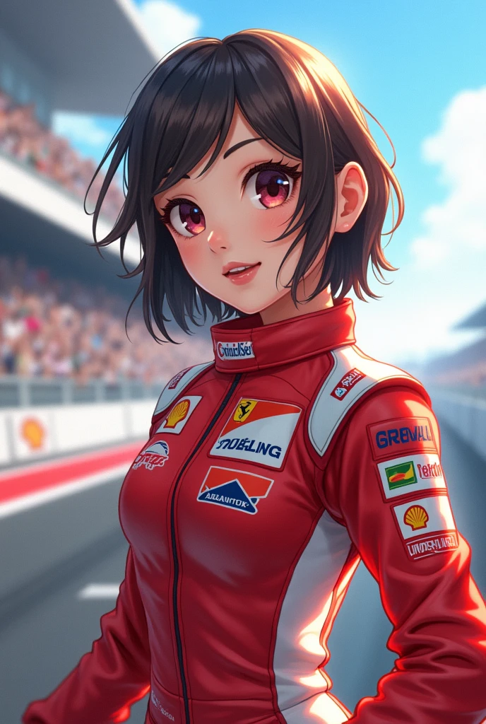 Cute girl in racing suit - SeaArt AI