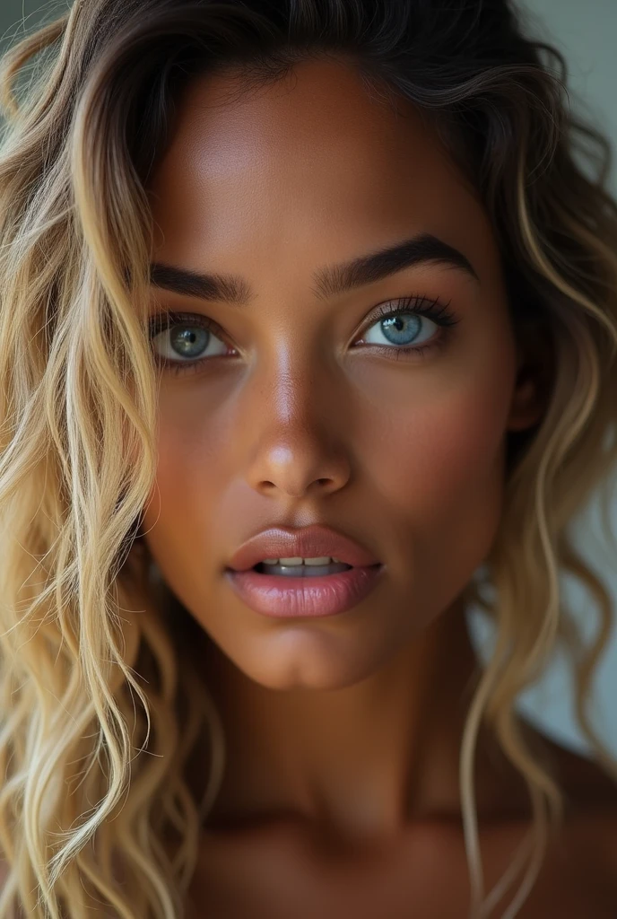 Raw photo, close up of Iana Morales' face, 2, mixed race American and ...
