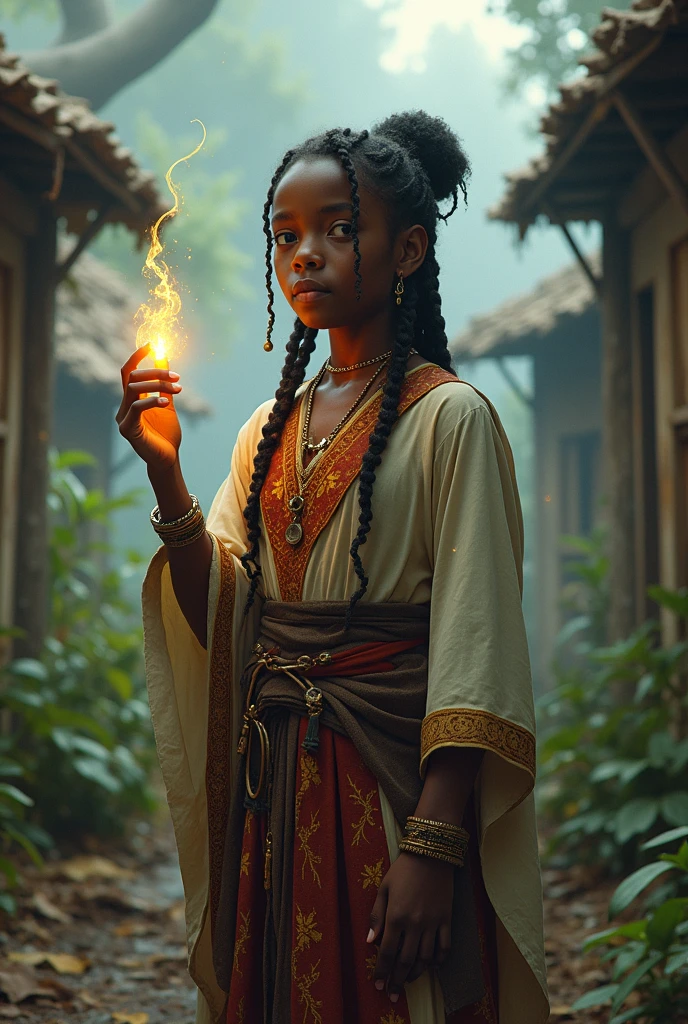 Black girl, teenager, colonial, 16th century, fantasy, cleric - SeaArt AI