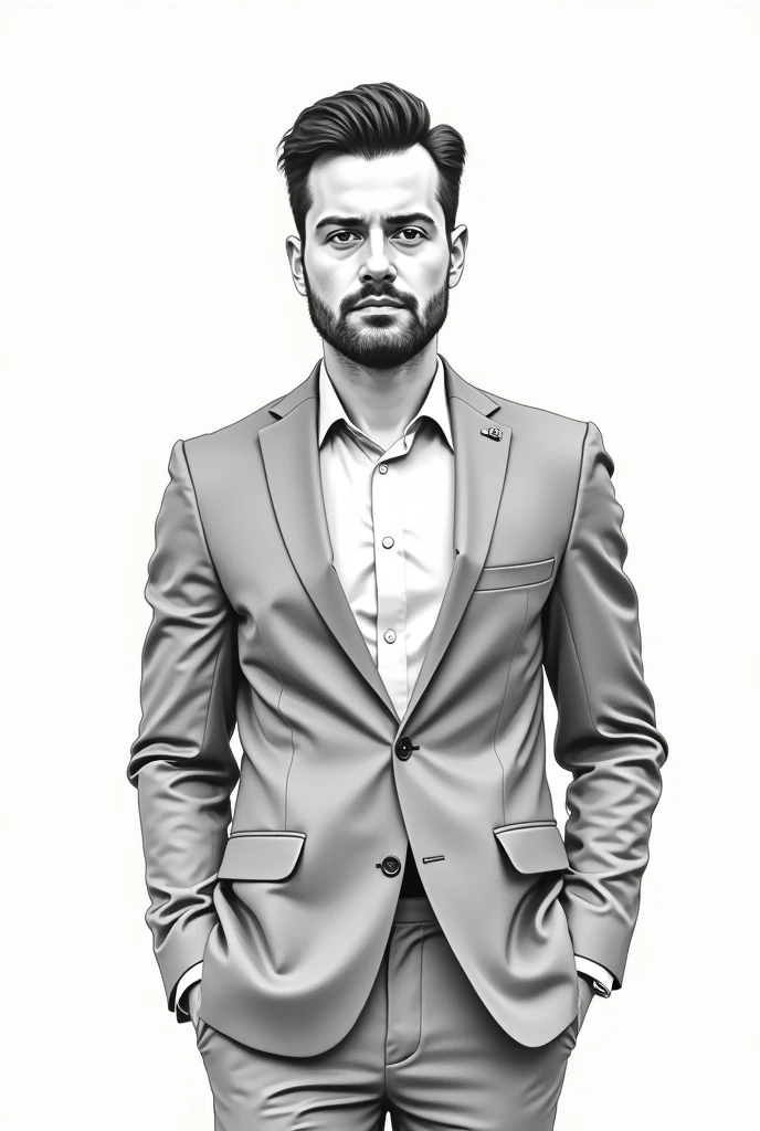 Make a visual sketch without colors of a guy who is 4 businessman solo ...