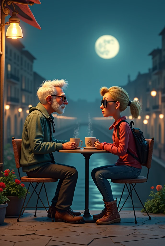 Couple 70 years old, the one with short white male hair, bespectacled ...