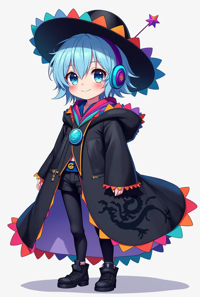 A boy who has a Peruvian hat and light blue emo hair with a half ...