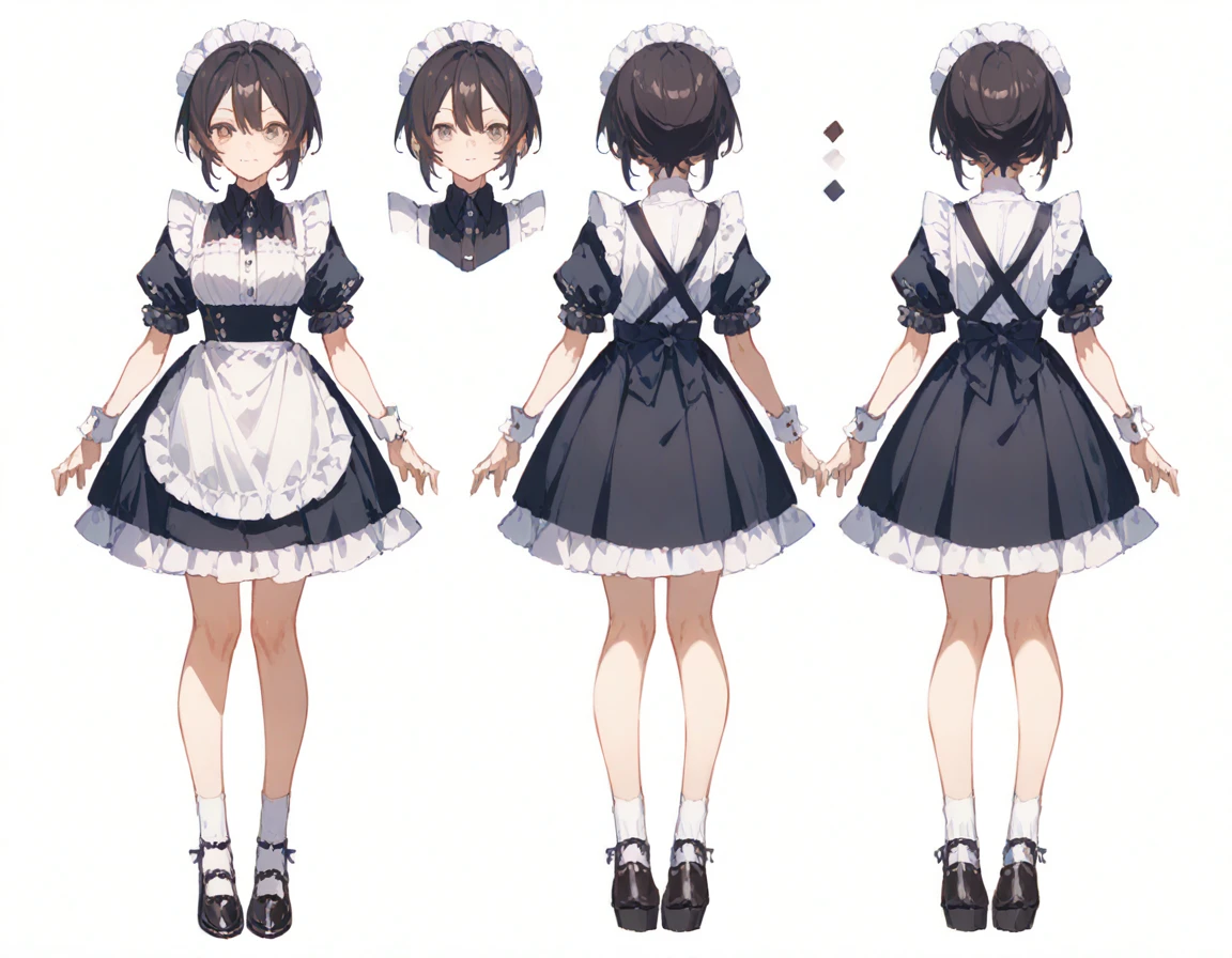 Character Sheet,[Sprite Sheet,She has dark shoulder-length hair and ...