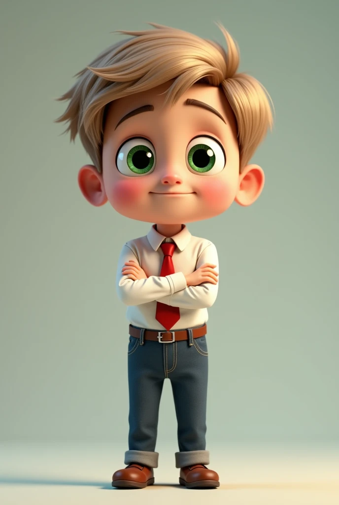 Create a Pixar-style cartoon character, of a boy , European, with a ...