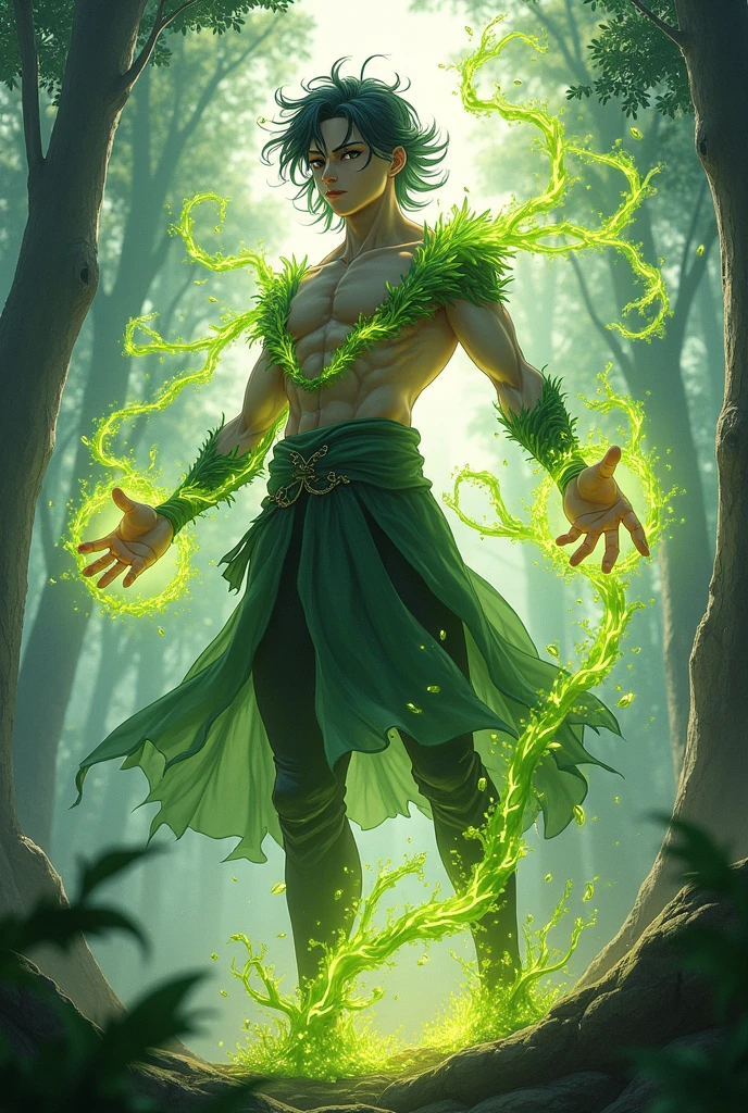 A male person with plant and nature powers in anime - SeaArt AI