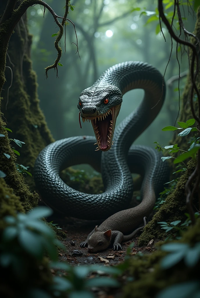 Create a snake killing its prey killing I need another animal - SeaArt AI