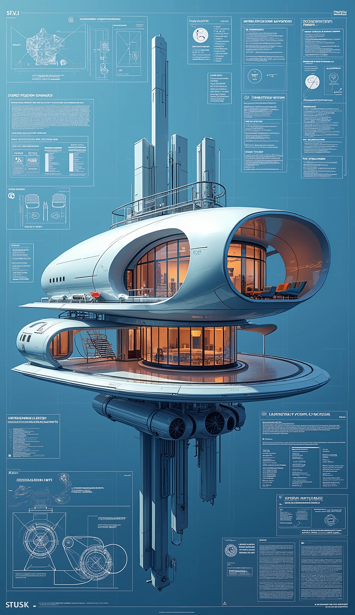 There is a futuristic building with a futuristic architecture on it ...