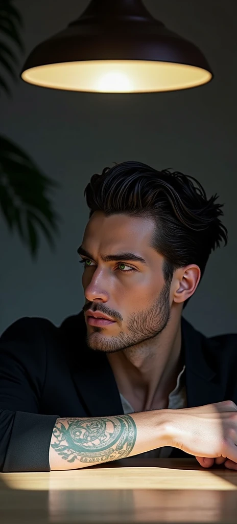 Realistic handsome adult male, strong jawline, gucci model, gothic ...