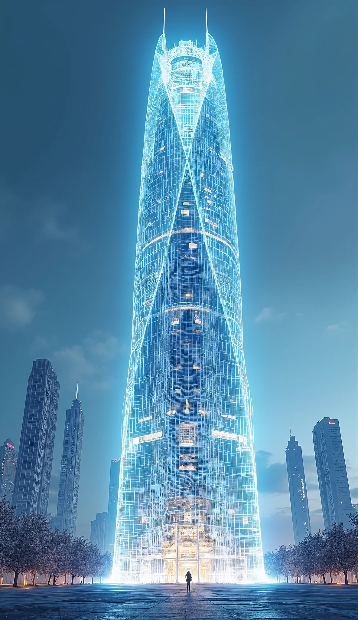 Arafed image of a man standing in front of a tall building - SeaArt AI
