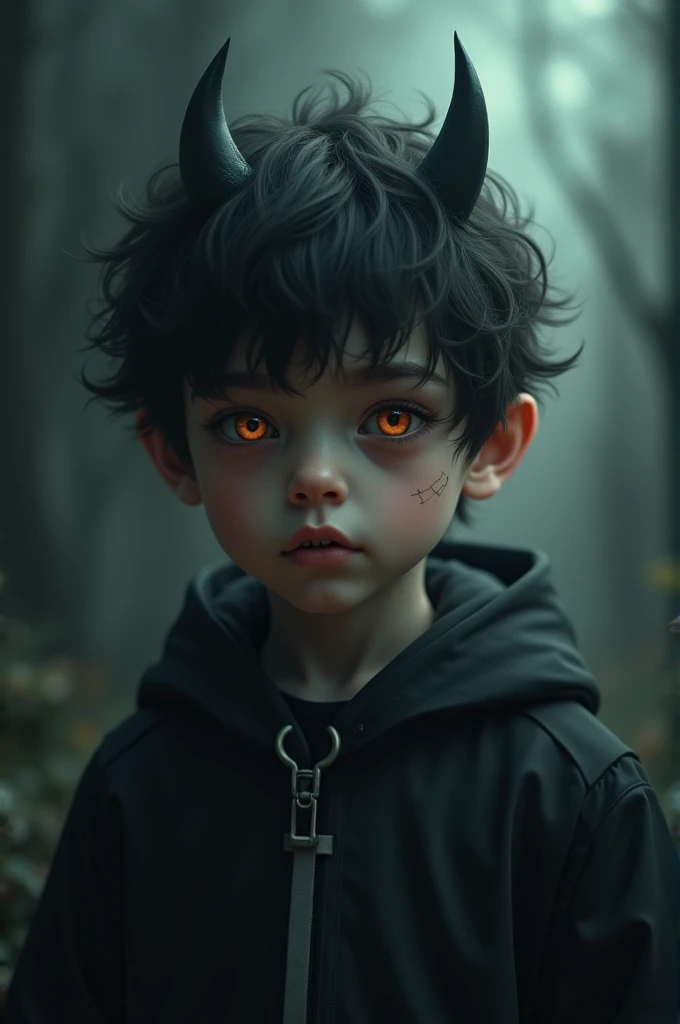 A human boy with demon characteristics - SeaArt AI