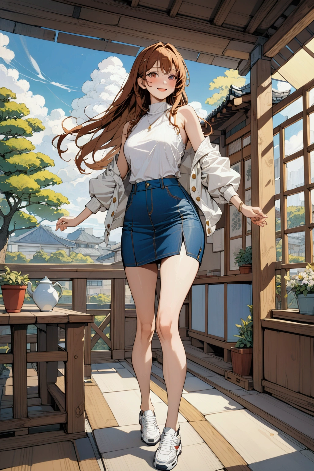 Highly detailed anime of pretty woman dancing with smiling, she has ...