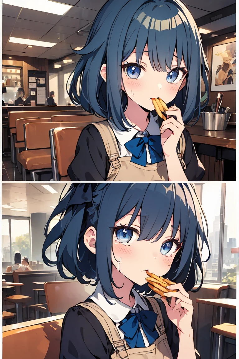 (((beautiful detailed)))(cute face:1.2)1girl, A girl stuffing her face ...