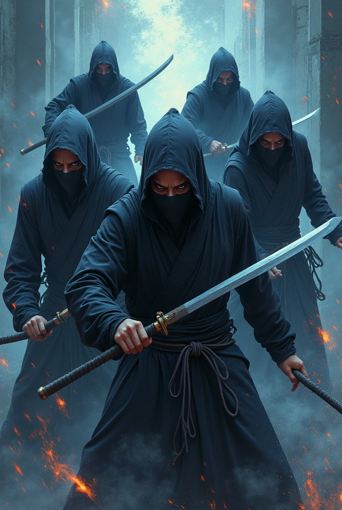 A detailed illustration face evil ninja men magic, t-shirt design ...