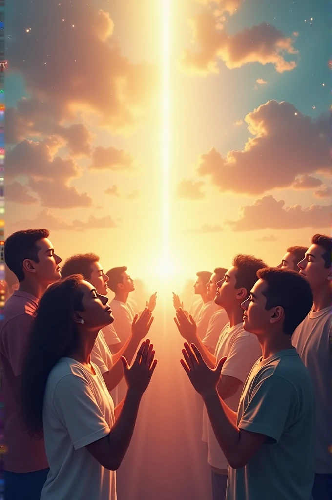 Prepare a spiritual poster for young adults containing youngsters ...