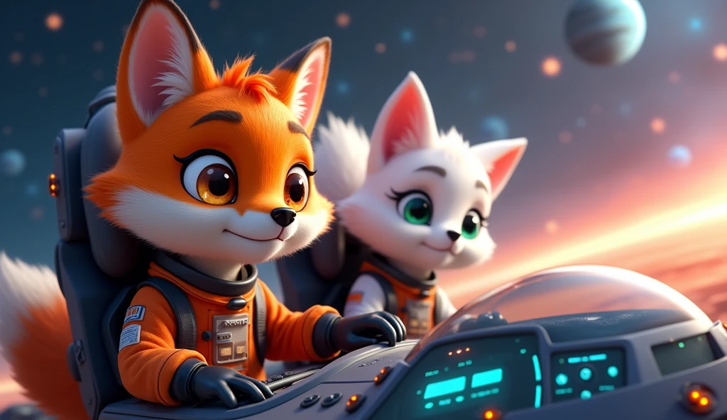 Sam and Amanda are in their sleek space cruiser, flying through the ...