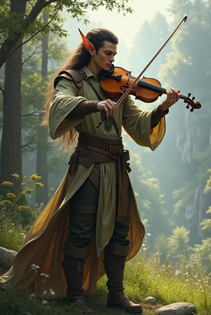 A particularly masculine handsome elf, who is making music. He plays ...